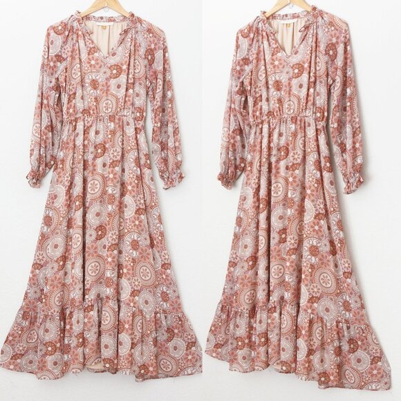 DownEast | Dresses | Downeast Paisley Tiered Maxi Dress Boho Goddess ...